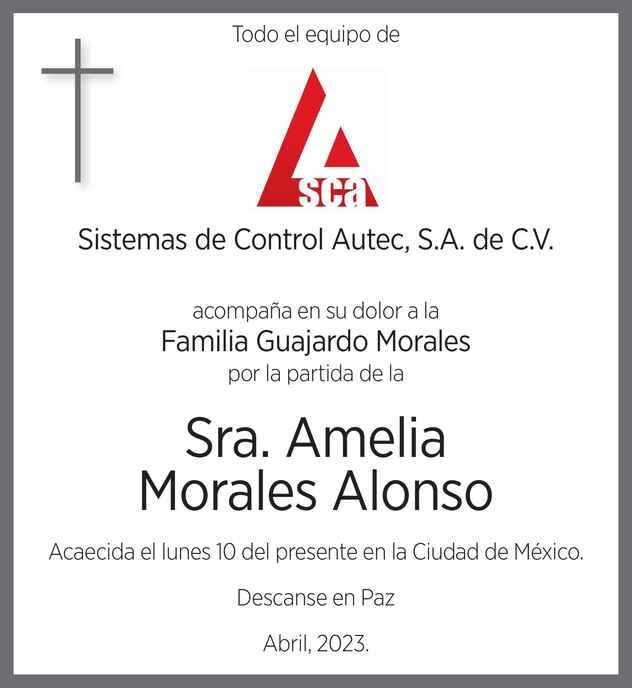 Señora Amelia Morales Alonso Obituario Esquela