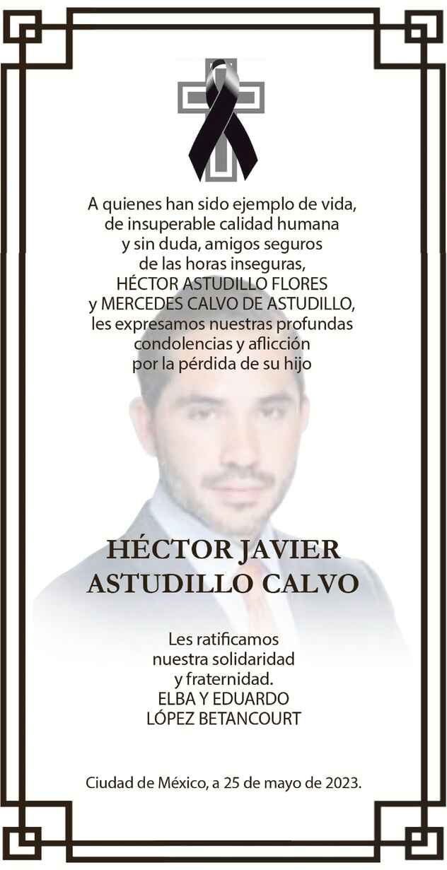 Señor Hécto Javier Astudillo Calvo Obituario Esquela
