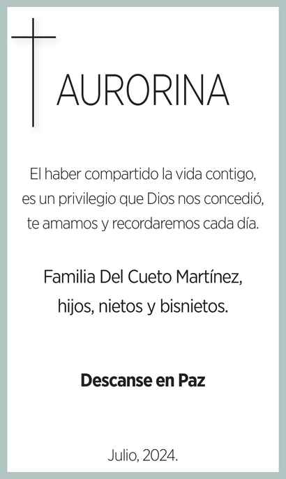 Aurorina Obituario Esquela